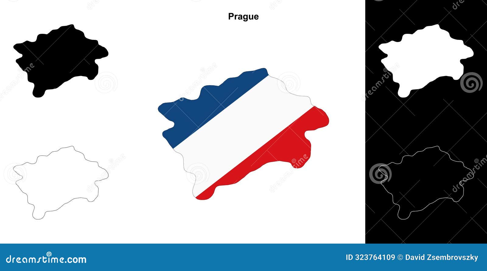 Prague outline map stock illustration. Illustration of regions - 323764109