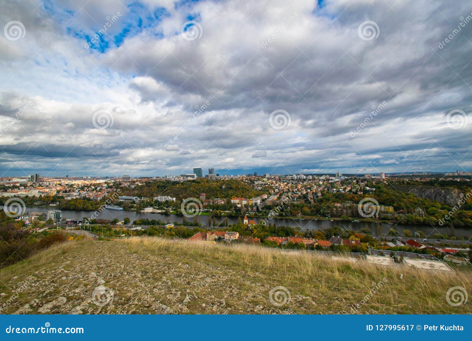 Prague Panorama with Pankrác District and Podolí Stock Image - Image of ...