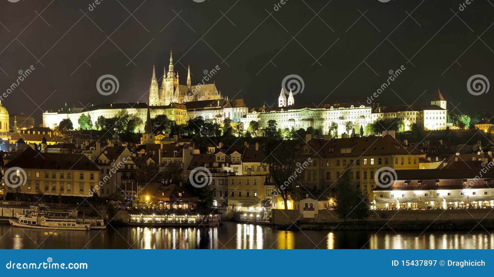 Prague (Praha) Panorama at Night Stock Image - Image of praha, building ...