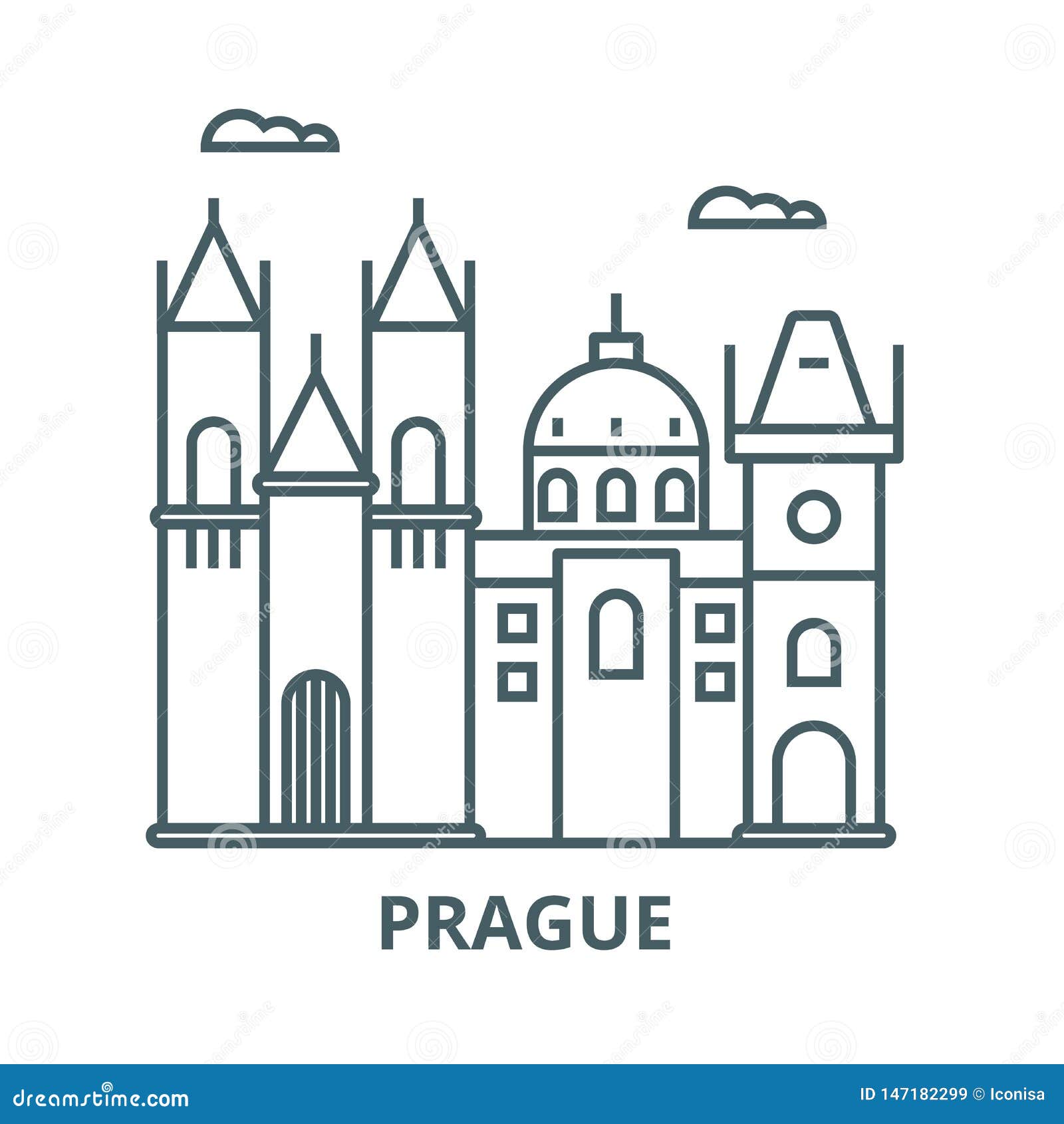 Prague Sign Line Icon Concept. Prague Sign Flat Vector Symbol, Sign ...