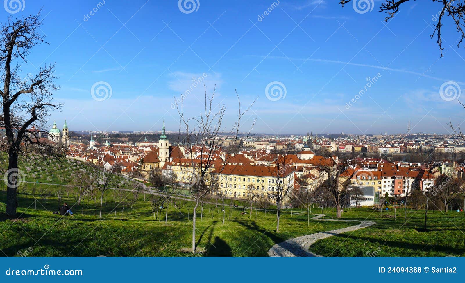 Prague in spring stock photo. Image of landmark, orchard - 24094388
