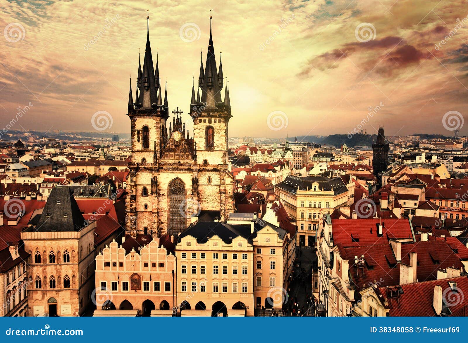 Prague on sunset stock photo. Image of church, cathedral - 38348058