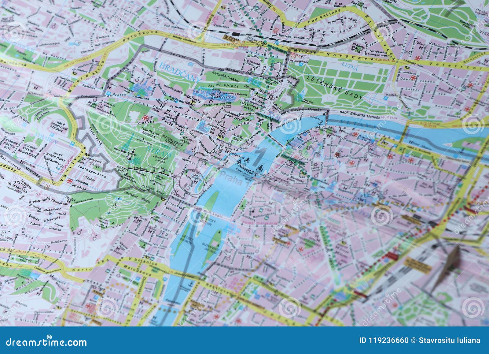 Prague Tourist Guide, Close-up Map Editorial Image - Image of traveller ...