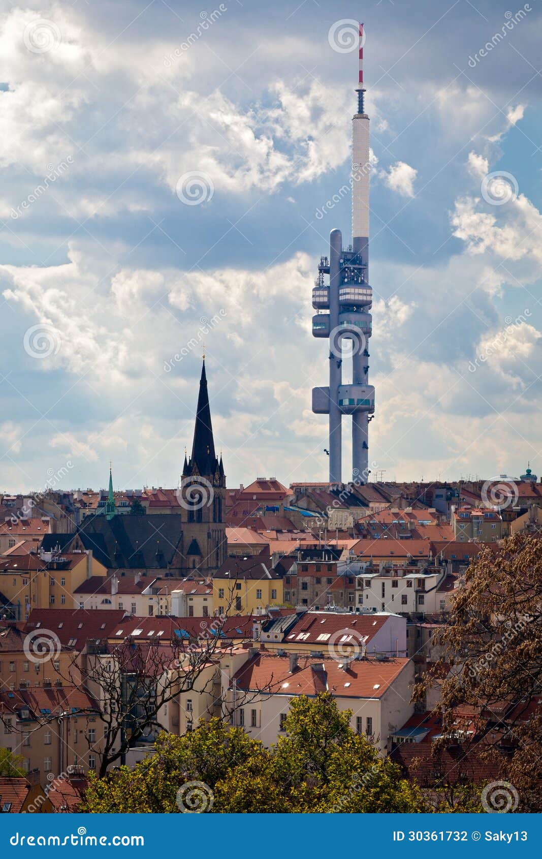 Prague, Tower Park stock photo. Image of house, tower - 30361732
