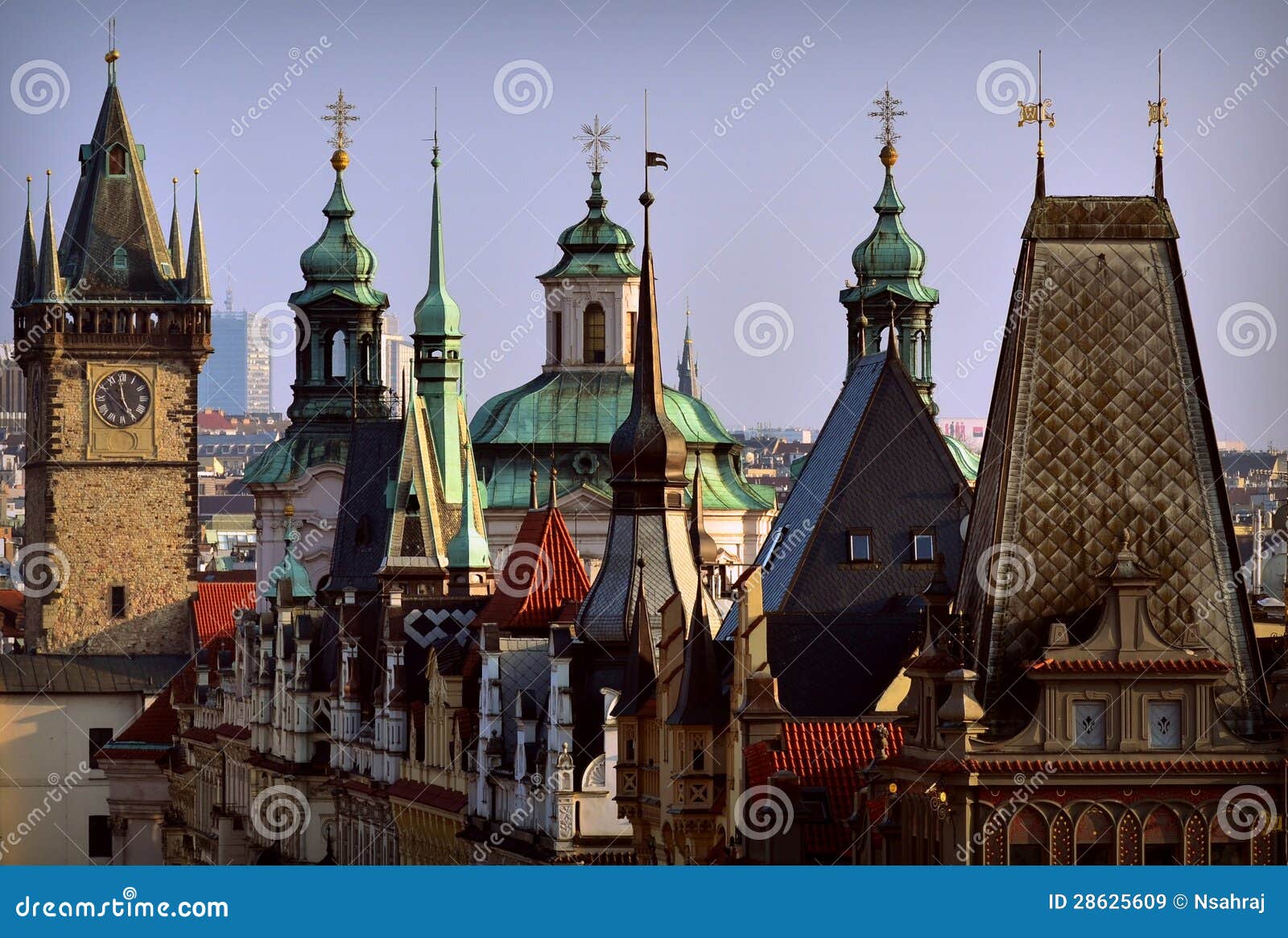 Prague towers stock image. Image of architecture, buildings - 28625609