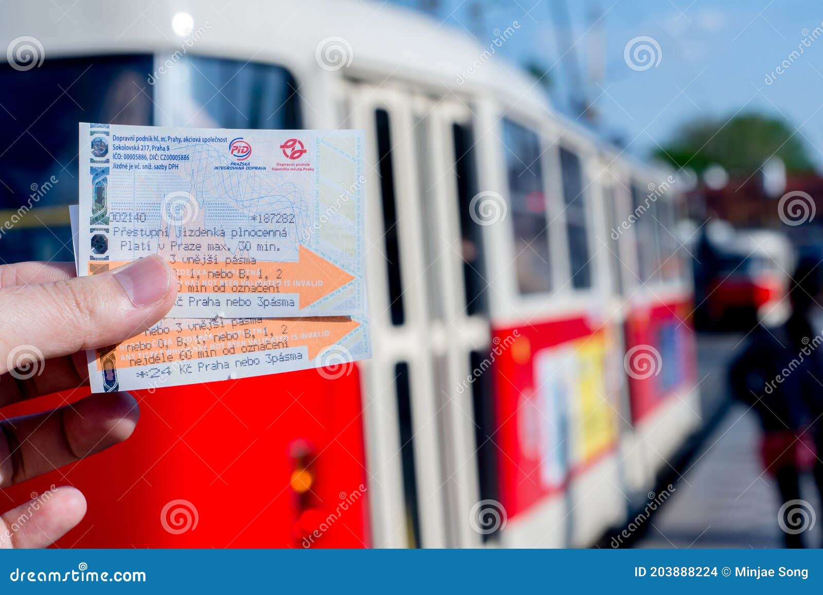 Prague tram and 2 tickets editorial stock image. Image of transport ...
