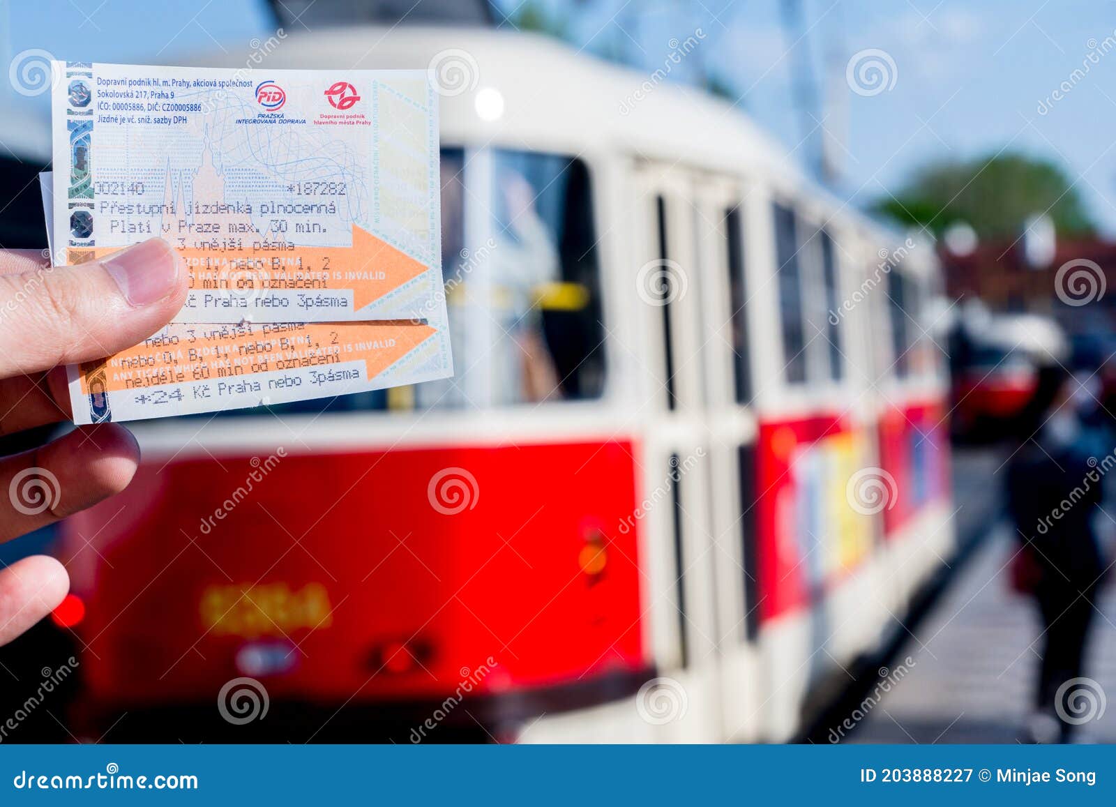 Prague tram and 2 tickets editorial photography. Image of tickets ...