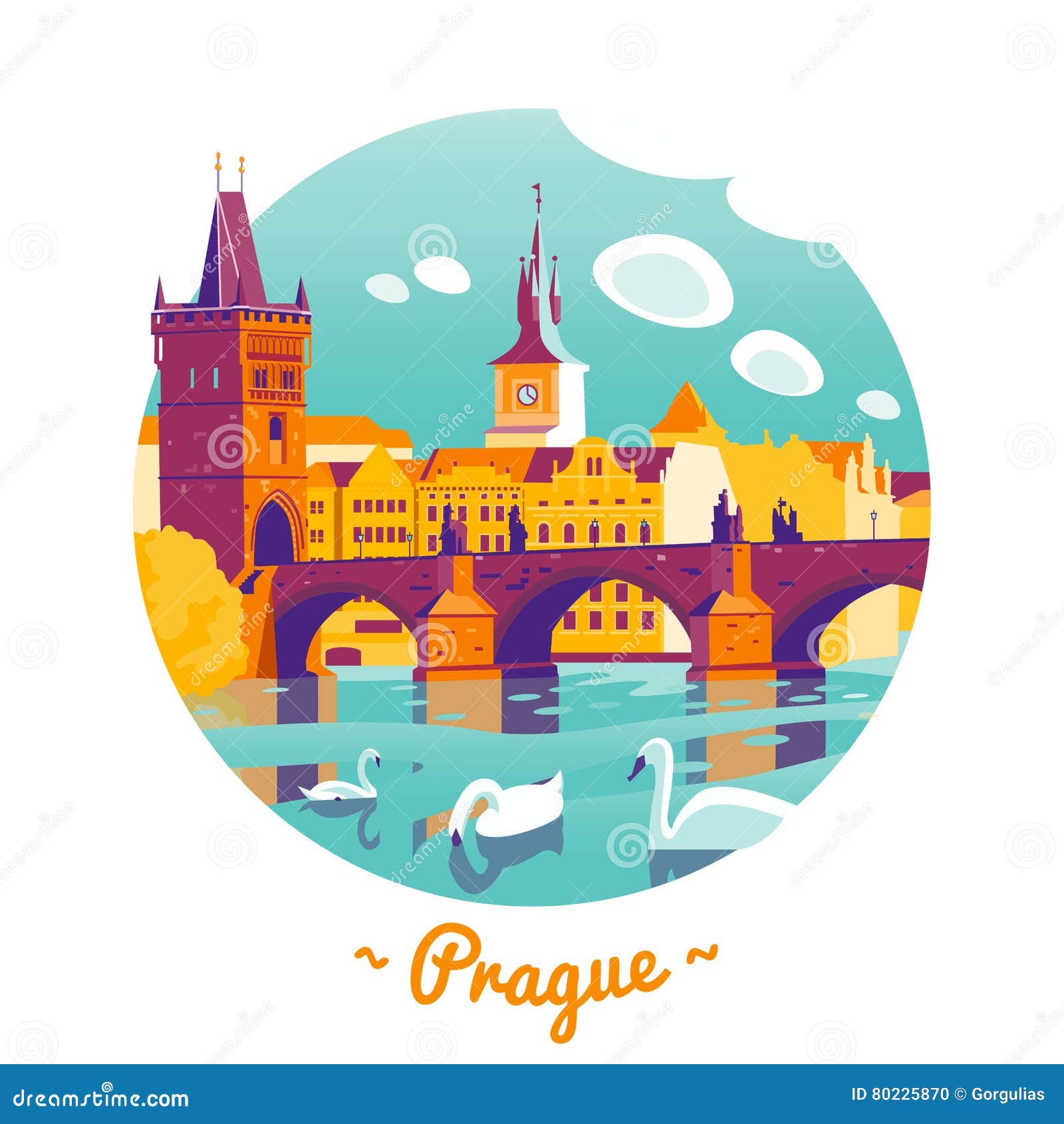 Prague vector Illustration stock vector. Illustration of czech - 80225870
