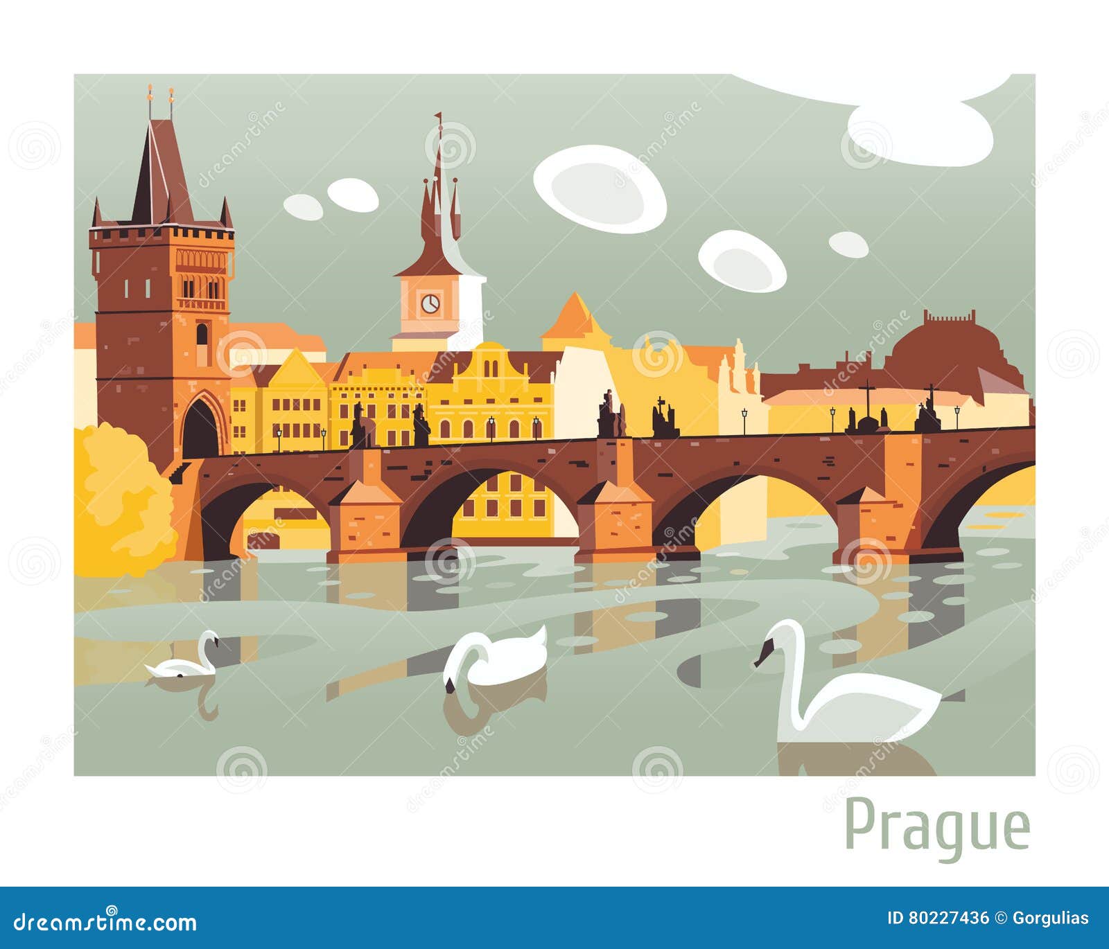 Prague vector Illustration stock vector. Illustration of international ...