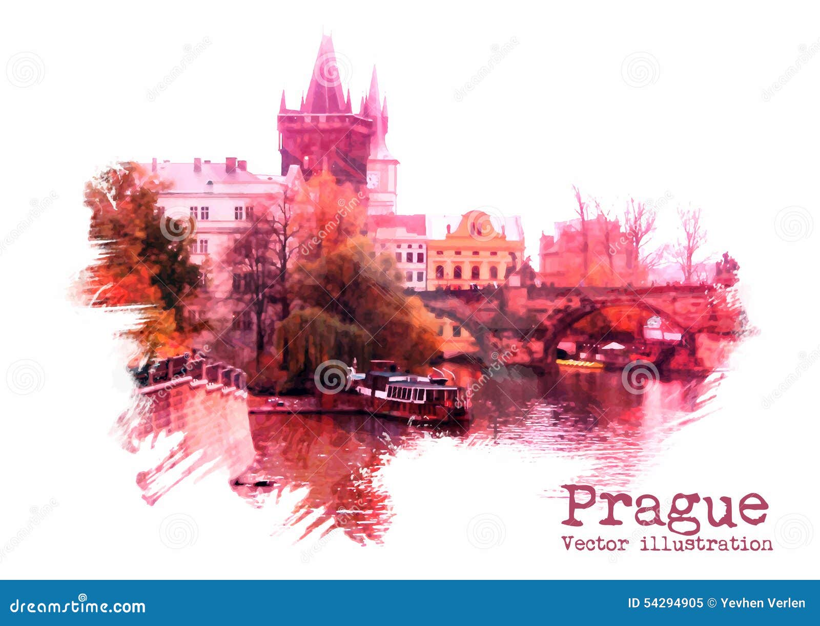 Prague vector illustration stock vector. Illustration of prague - 54294905