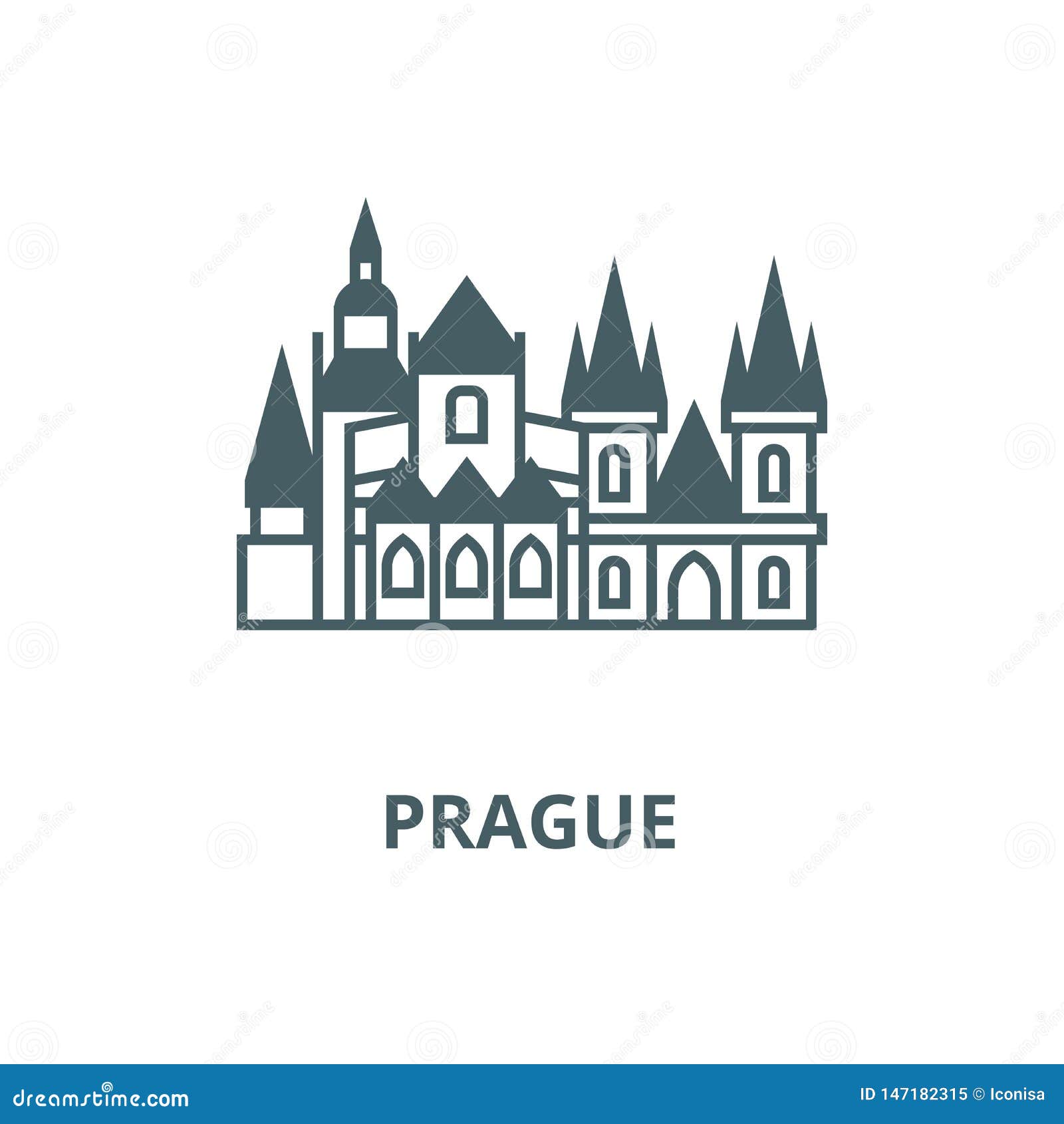 Prague Vector Line Icon, Linear Concept, Outline Sign, Symbol Stock ...