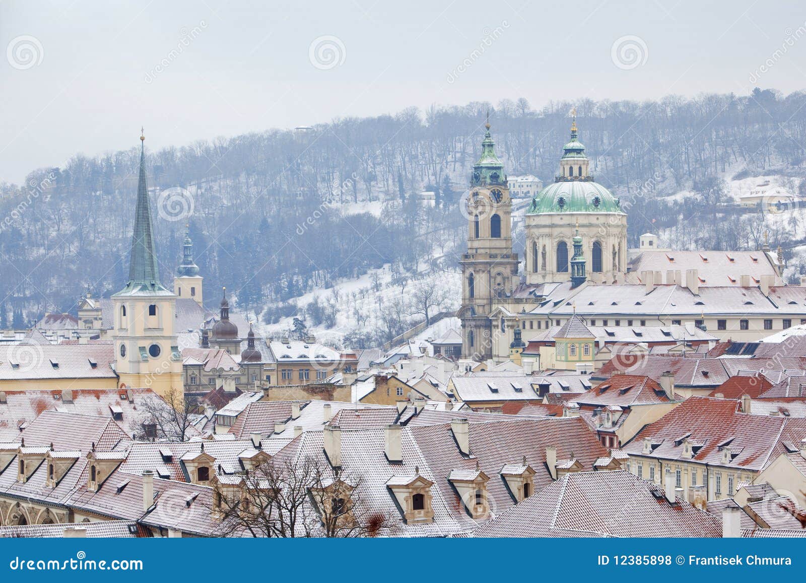 Prague in winter stock photo. Image of strana, cold, overcast - 12385898