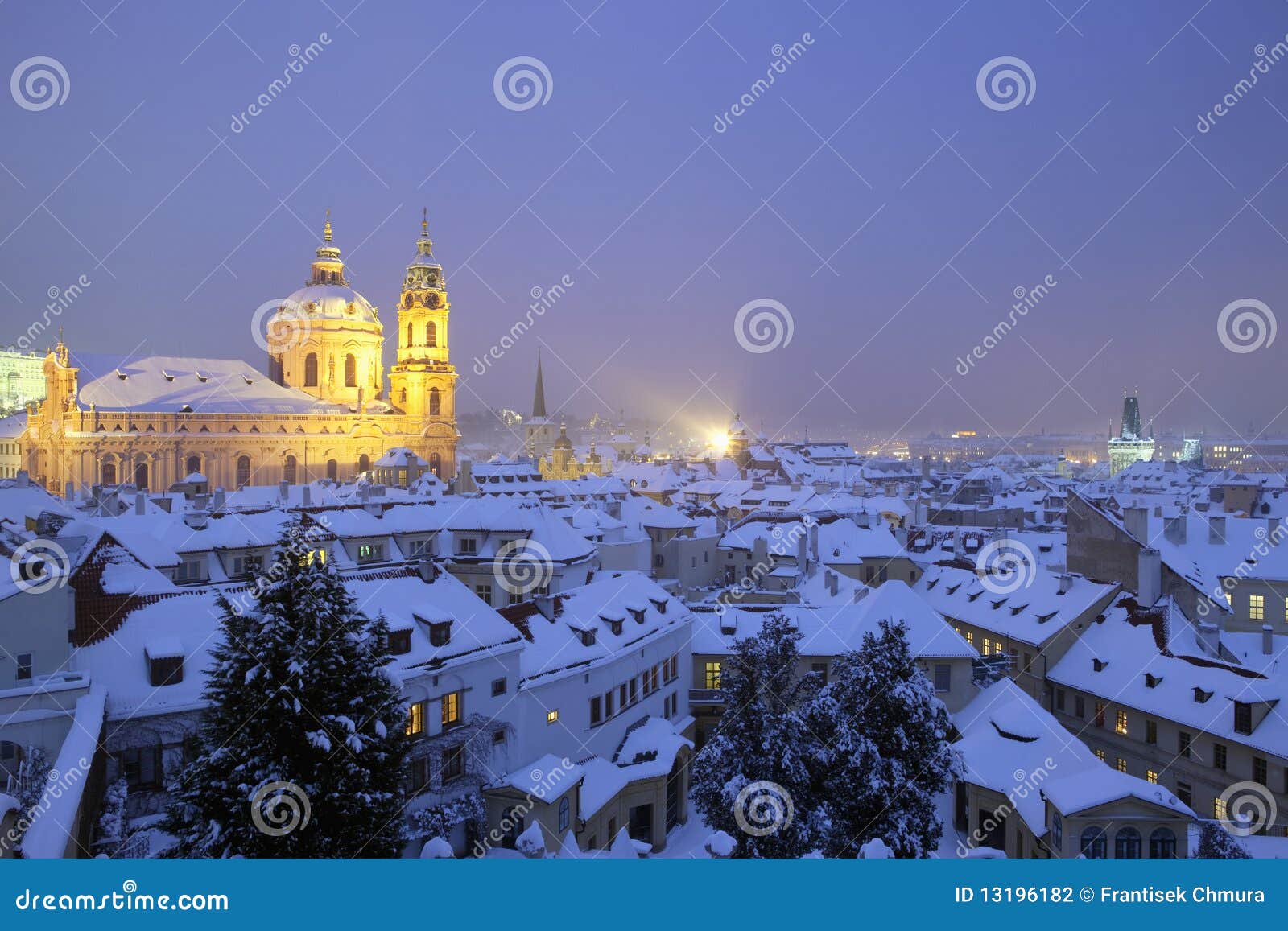 Prague in winter stock photo. Image of roof, lesser, prague - 13196182