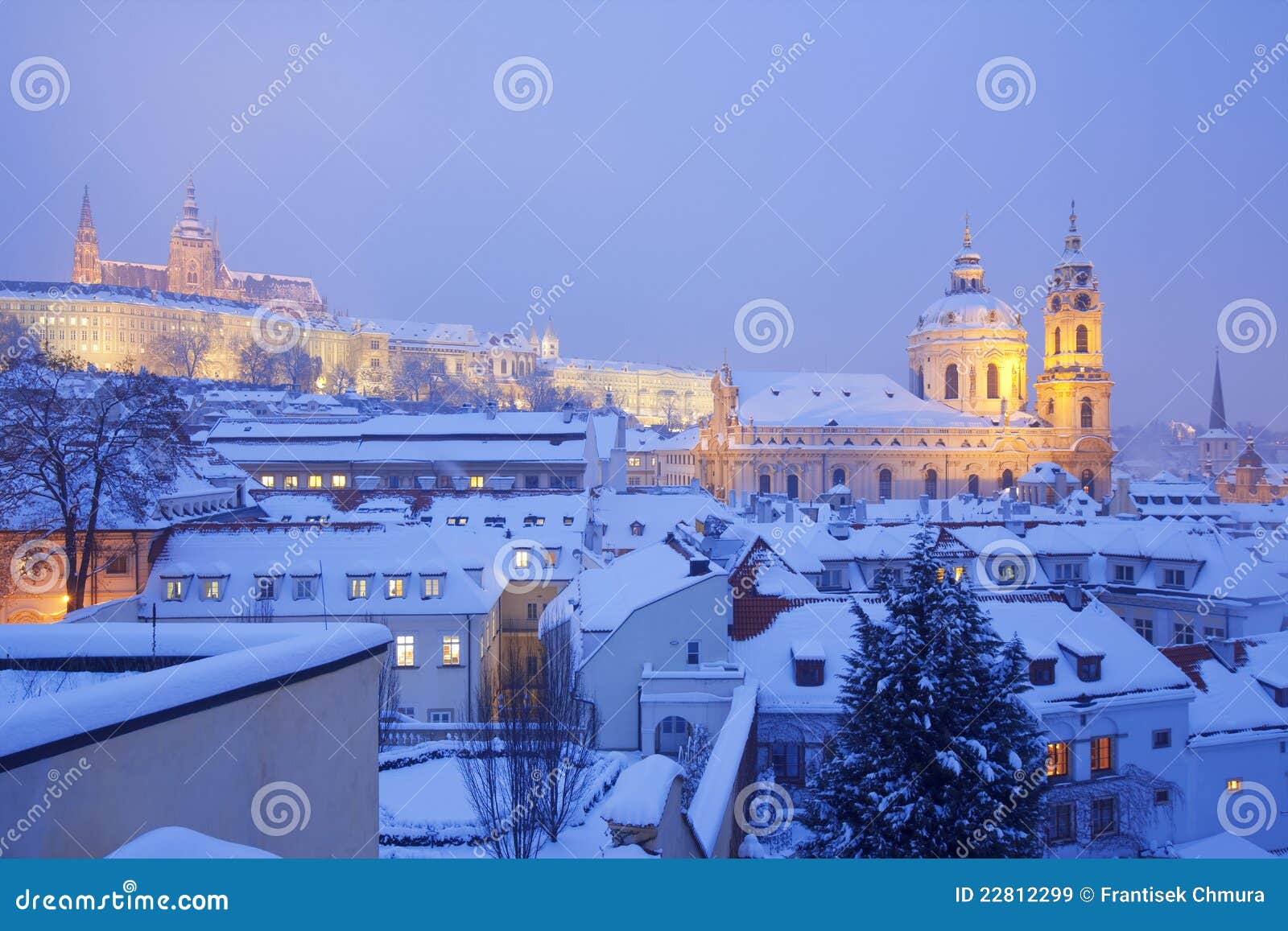 Prague in winter stock image. Image of mala, prague, town - 22812299