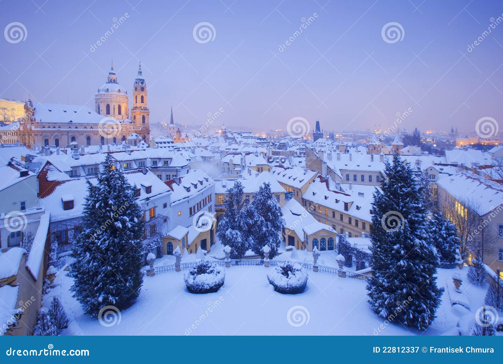 Prague in winter stock image. Image of dusk, prague, lesser - 22812337