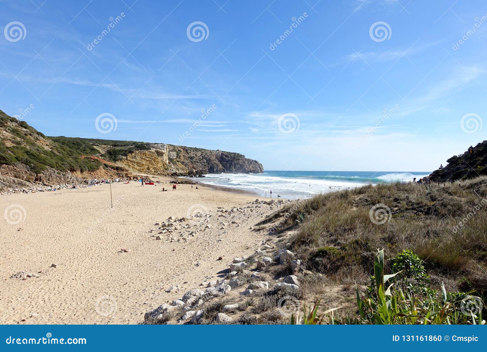 Praia do Zavial beach stock photo. Image of sandy, algarve - 131161860