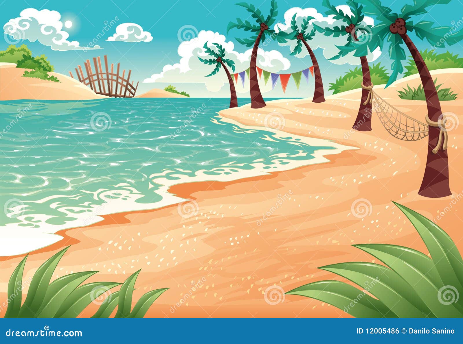 Free Vector Coloured Beach Background Ilustração De, 44% OFF