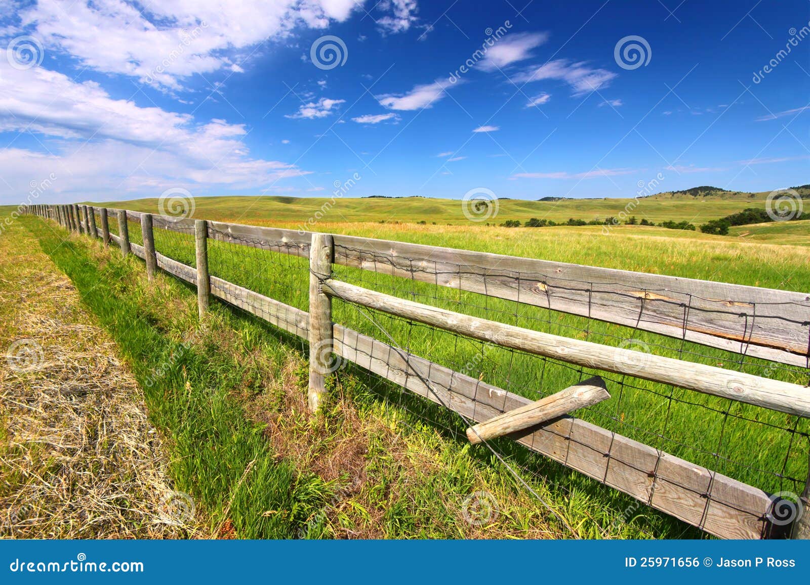 Prairie Fenceline South Dakota Stock Photo - Image of destination ...