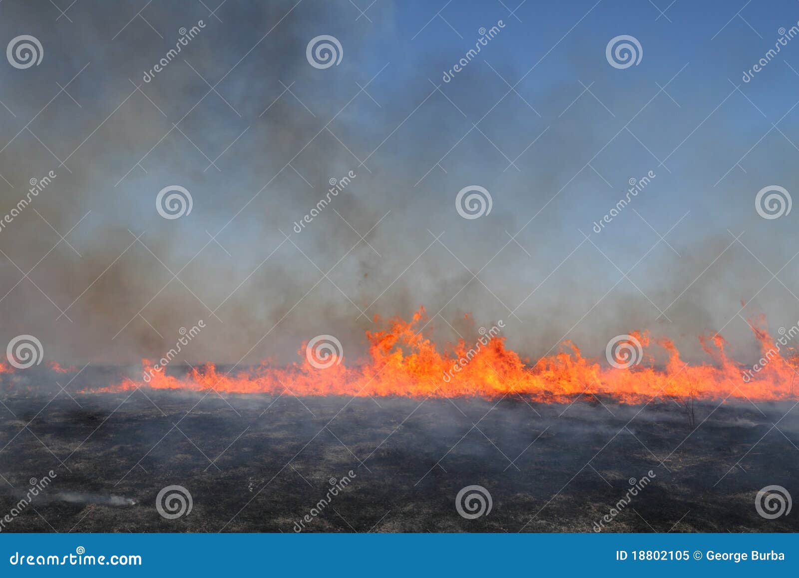 Prairie Fire stock image. Image of blue, glow, loss, field - 18802105