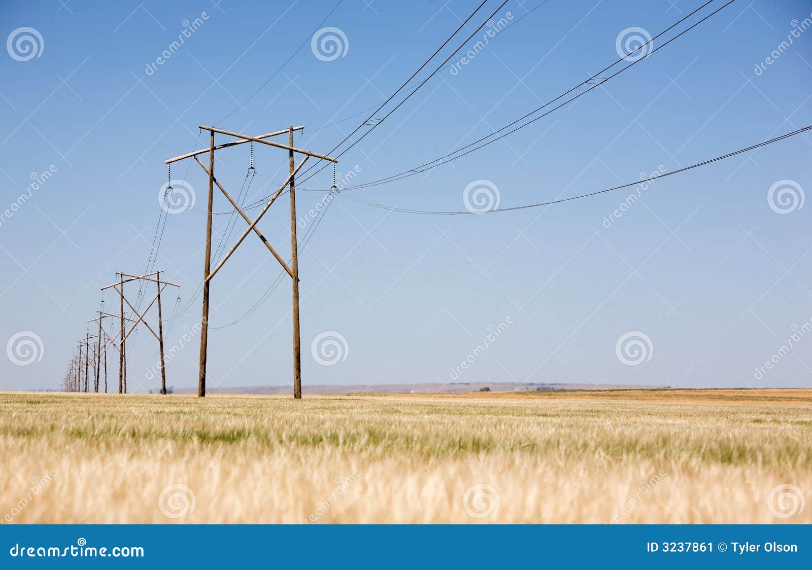 Prairie Power Line stock image. Image of beautiful, contrast - 3237861