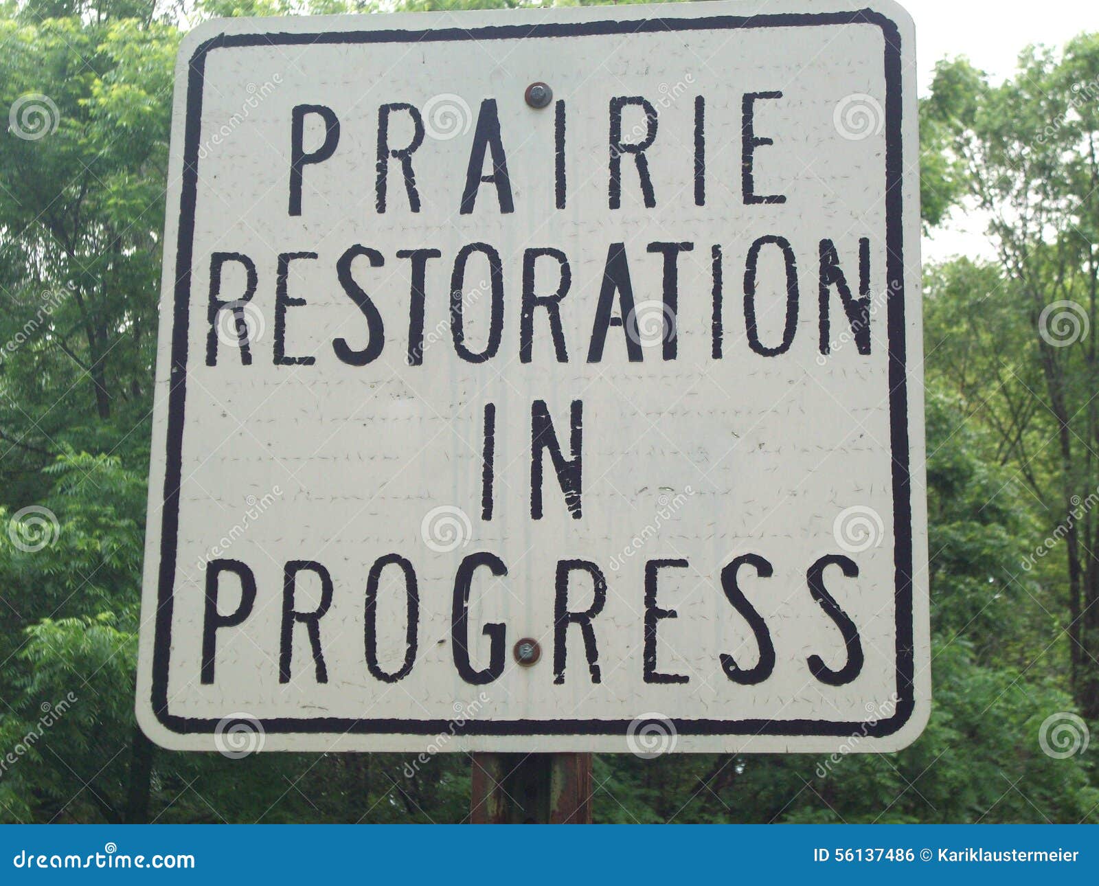 Prairie Restoration in Progress Sign Stock Photo - Image of open, park ...