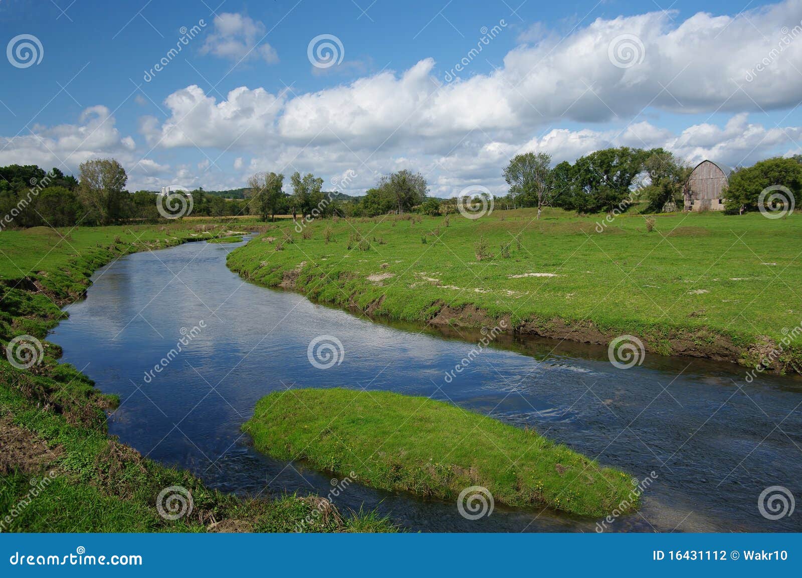 Prairie Stream stock photo. Image of clouds, land, countryside - 16431112