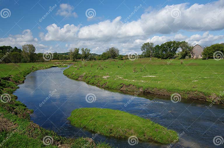 Prairie Stream stock photo. Image of clouds, land, countryside - 16431112