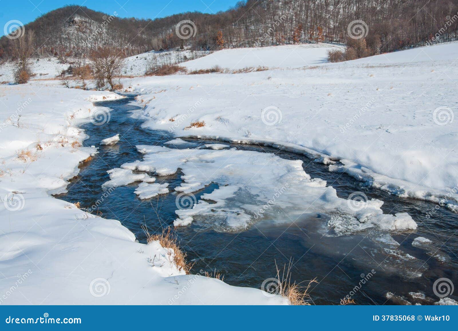 Prairie Stream In Winter Royalty-Free Stock Image | CartoonDealer.com ...