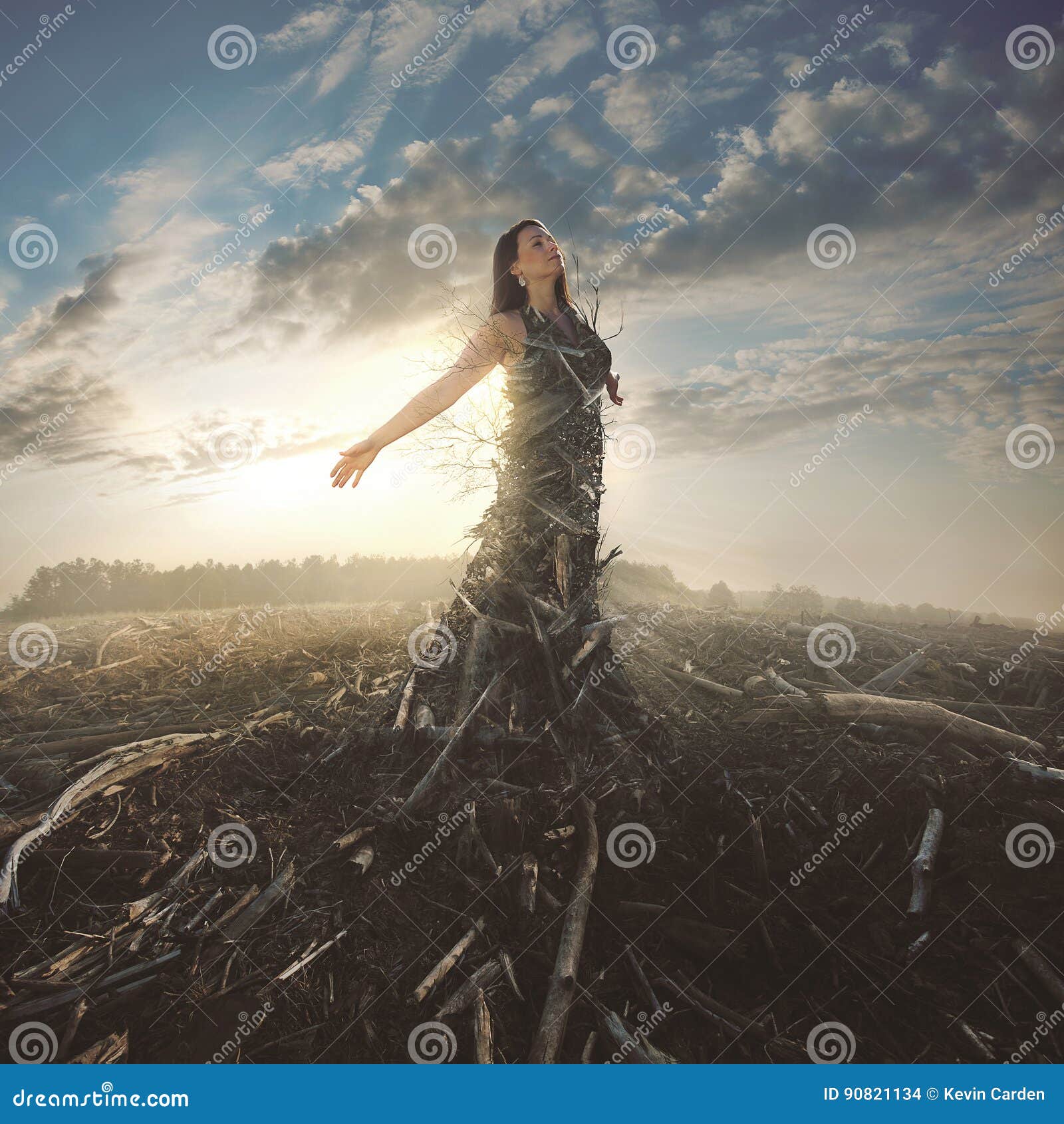 Praise in a Desolate Landscape Stock Photo - Image of girl, praise ...