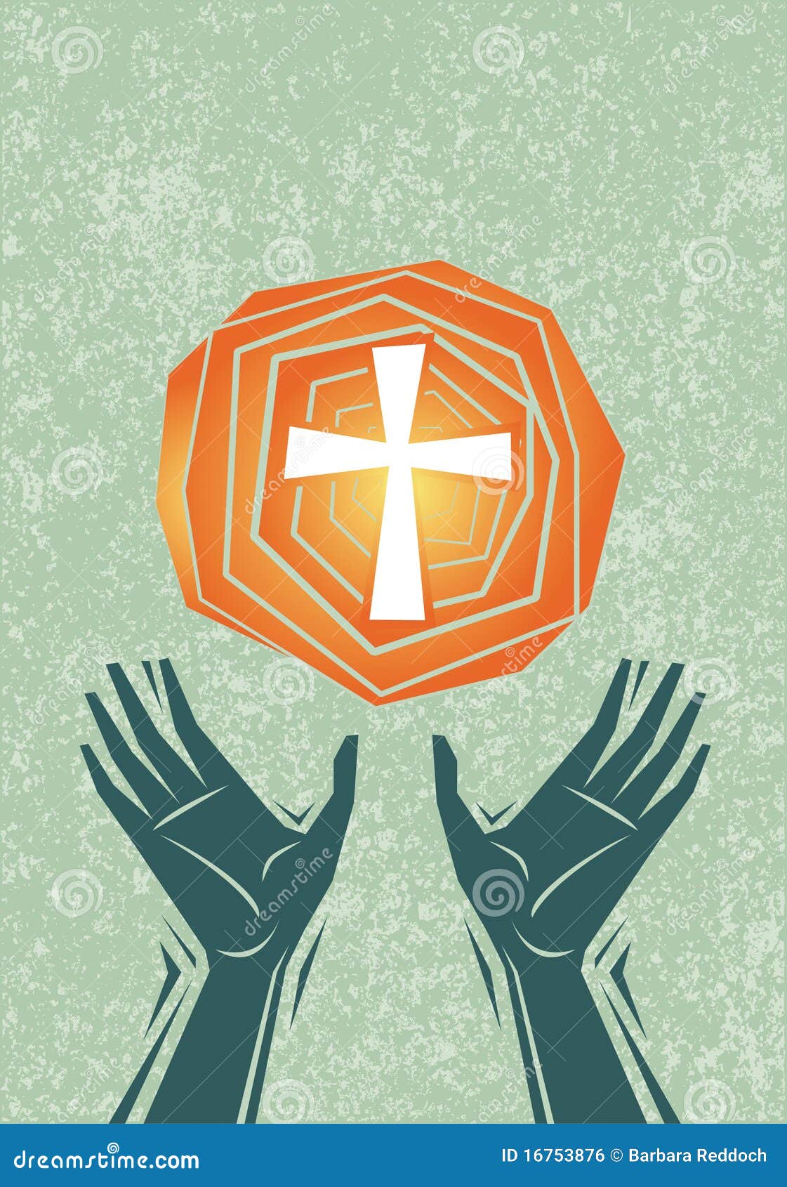 Praise Hands and Cross stock vector. Illustration of praise - 16753876