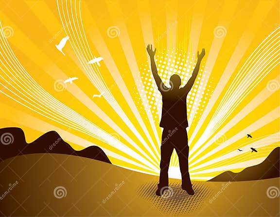 Praise Man stock vector. Illustration of yellow, vitality - 14466599