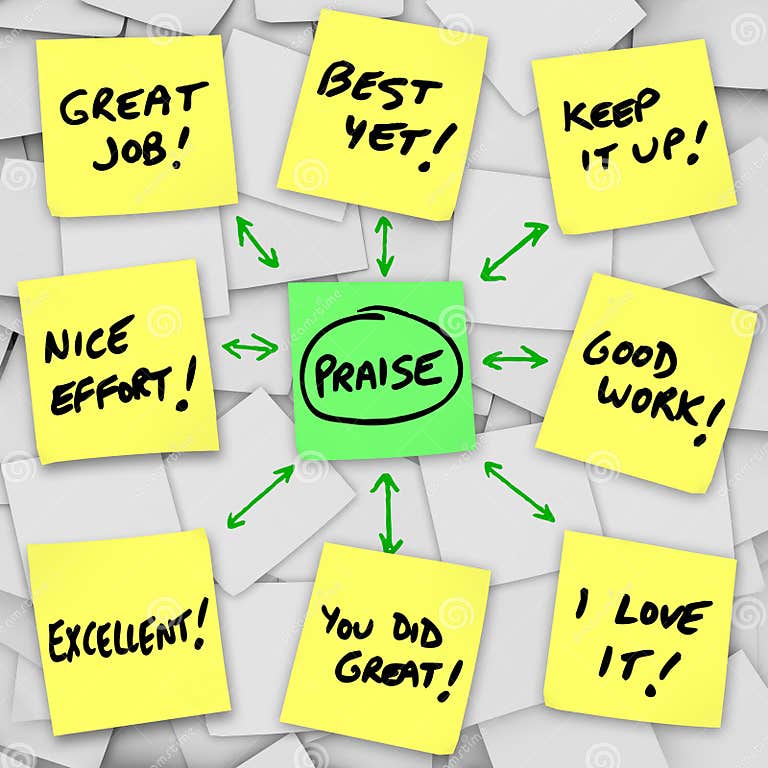 Praise Positive Reviews and Comments on Sticky Notes Stock Illustration ...