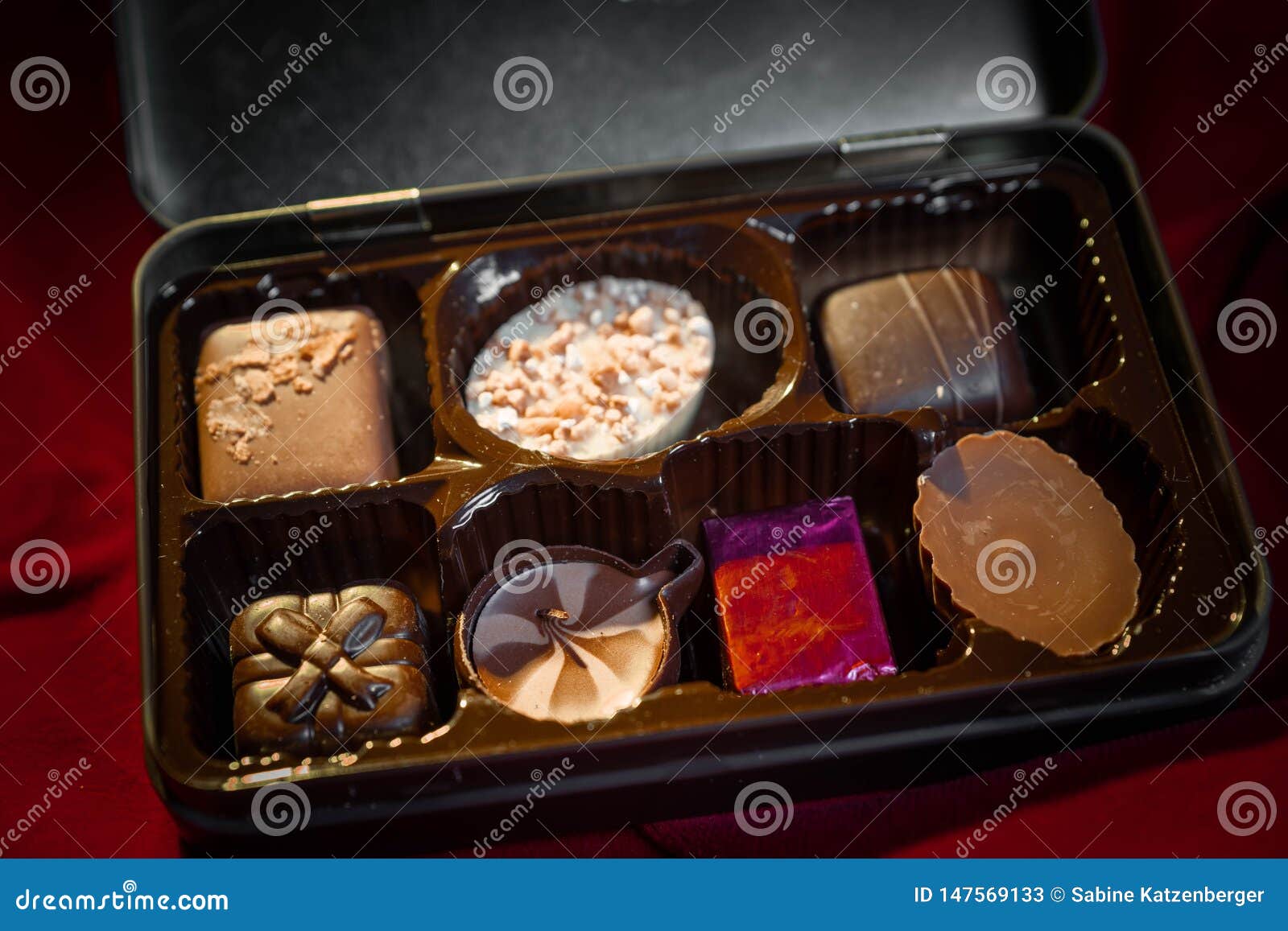Pralines in a box stock image. Image of gift, nutrition - 147569133