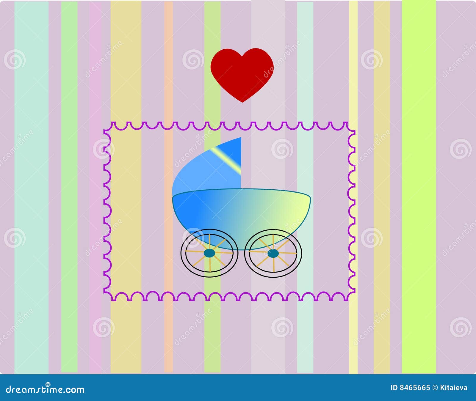 Pram blue for baby stock vector. Illustration of card - 8465665