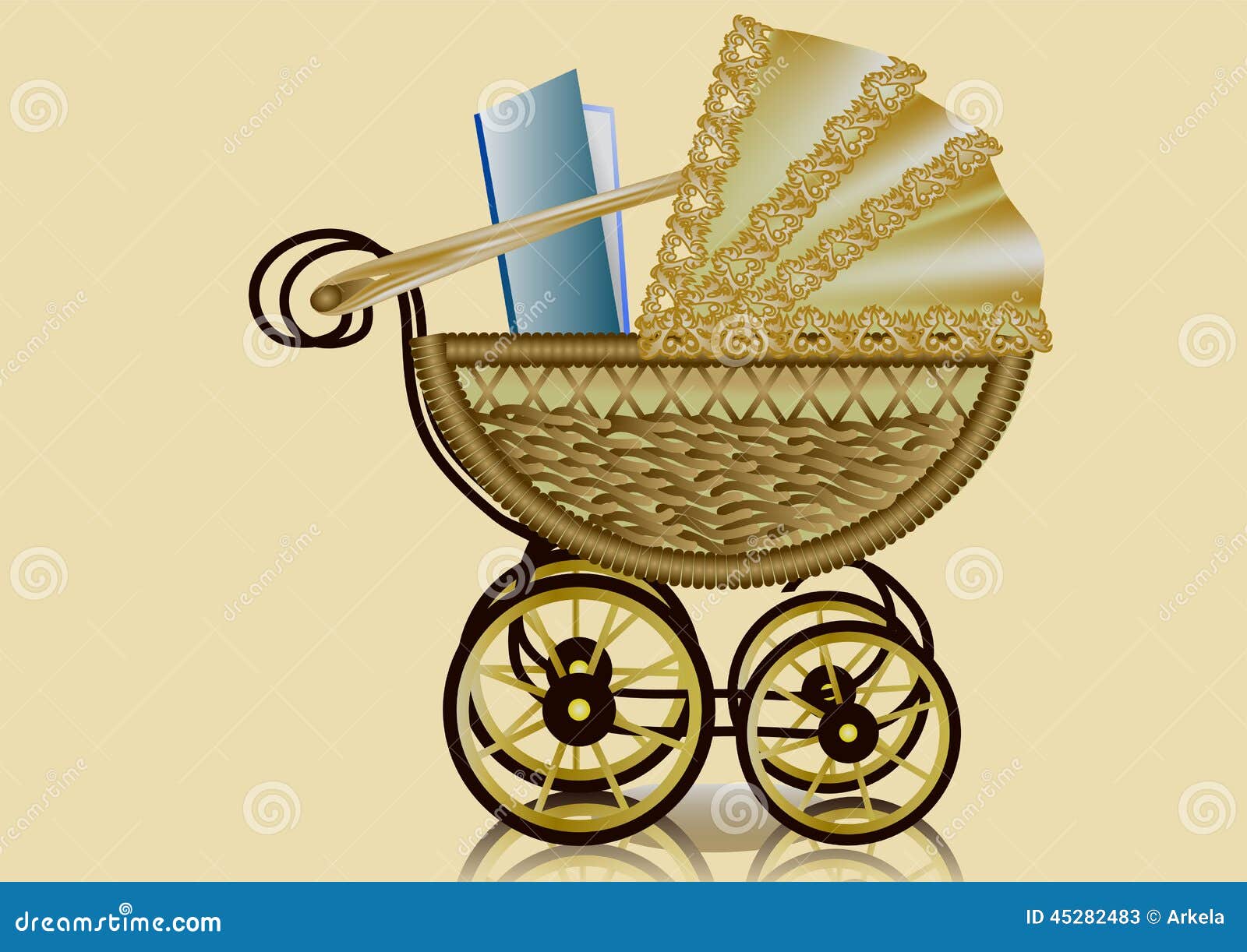 Pram and book stock illustration. Illustration of retro - 45282483