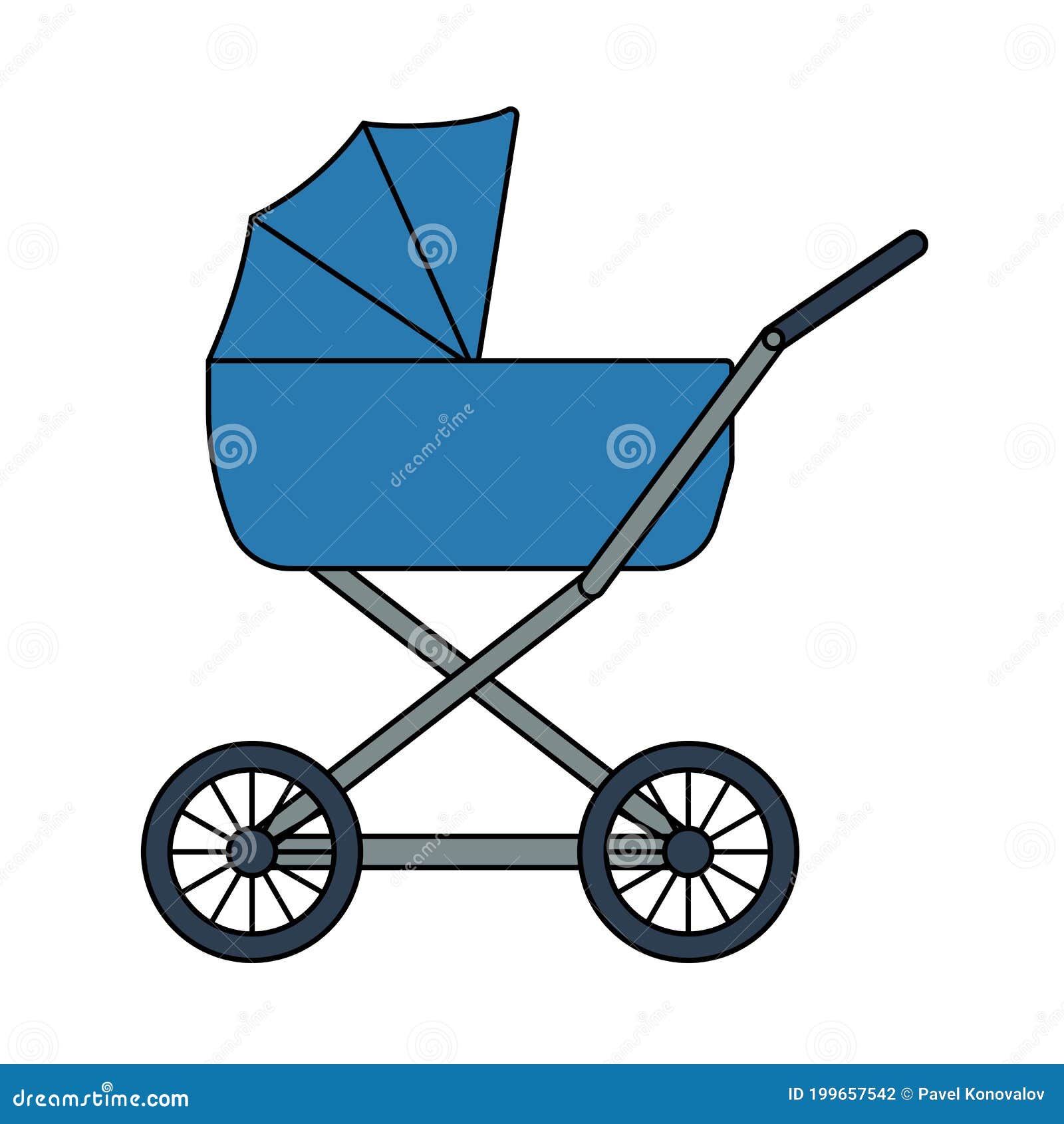 Pram Icon stock vector. Illustration of nursery, child - 199657542