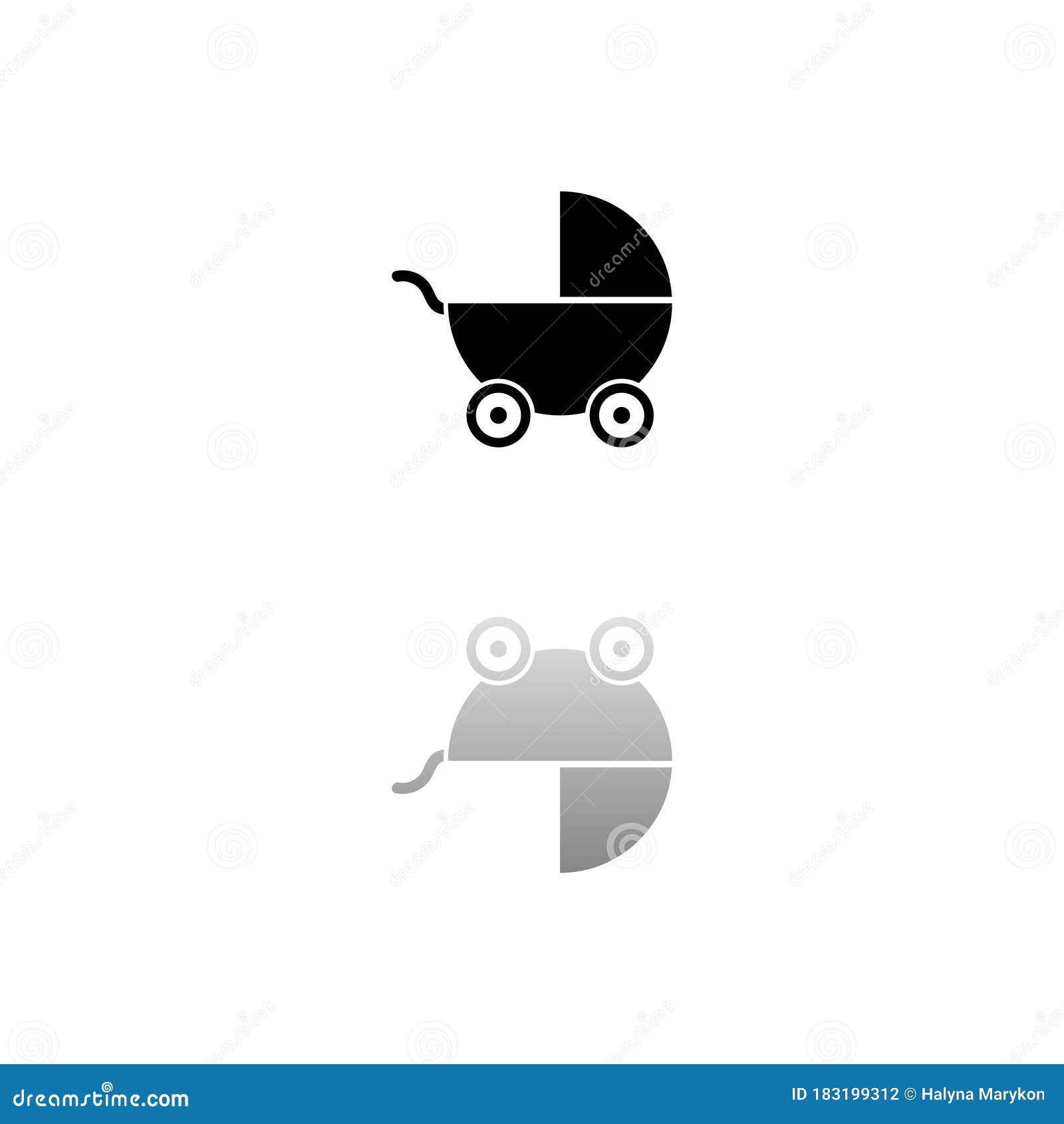 Pram icon flat stock illustration. Illustration of offspring - 183199312