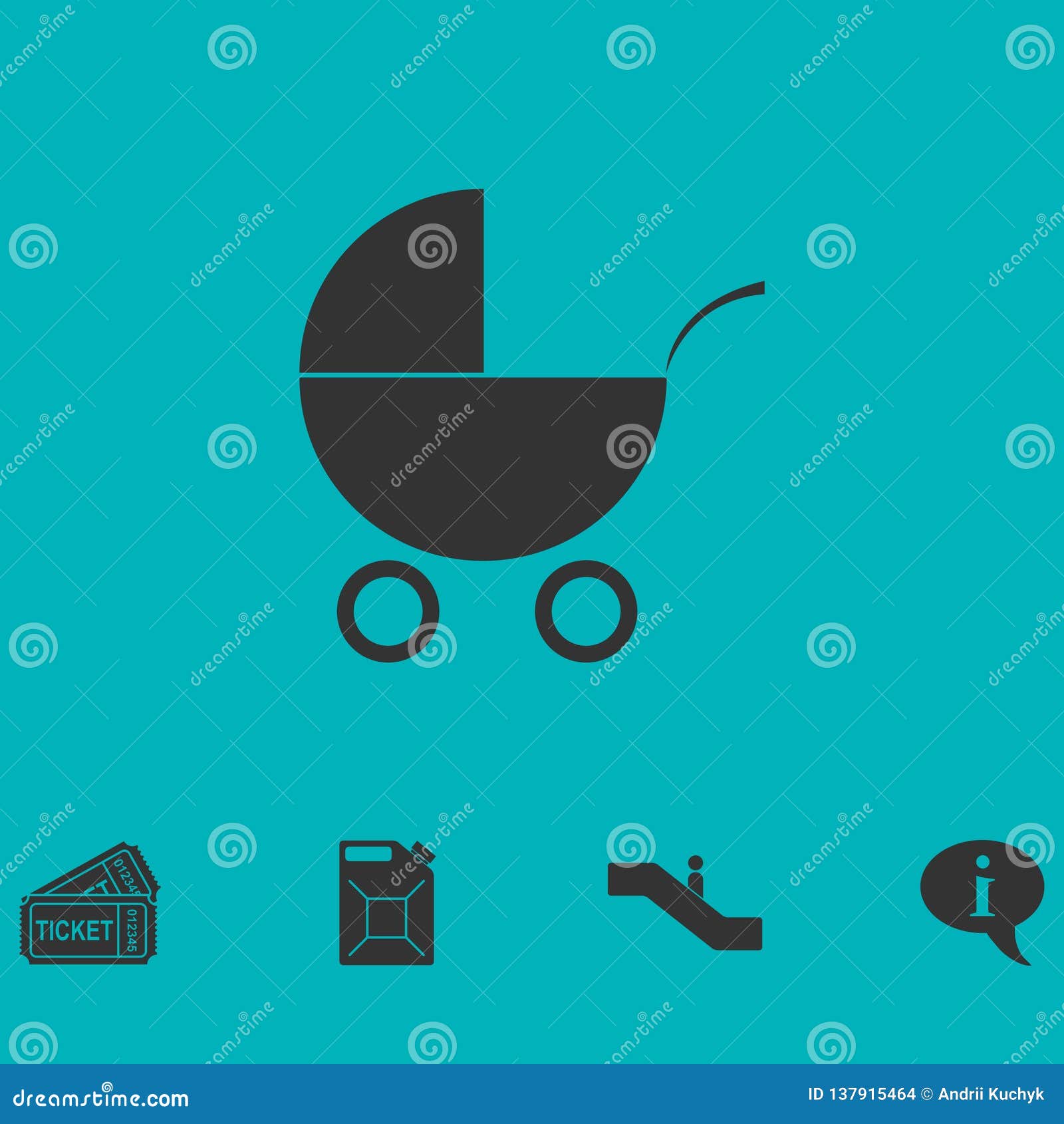 Pram icon flat stock vector. Illustration of life, silhouette - 137915464