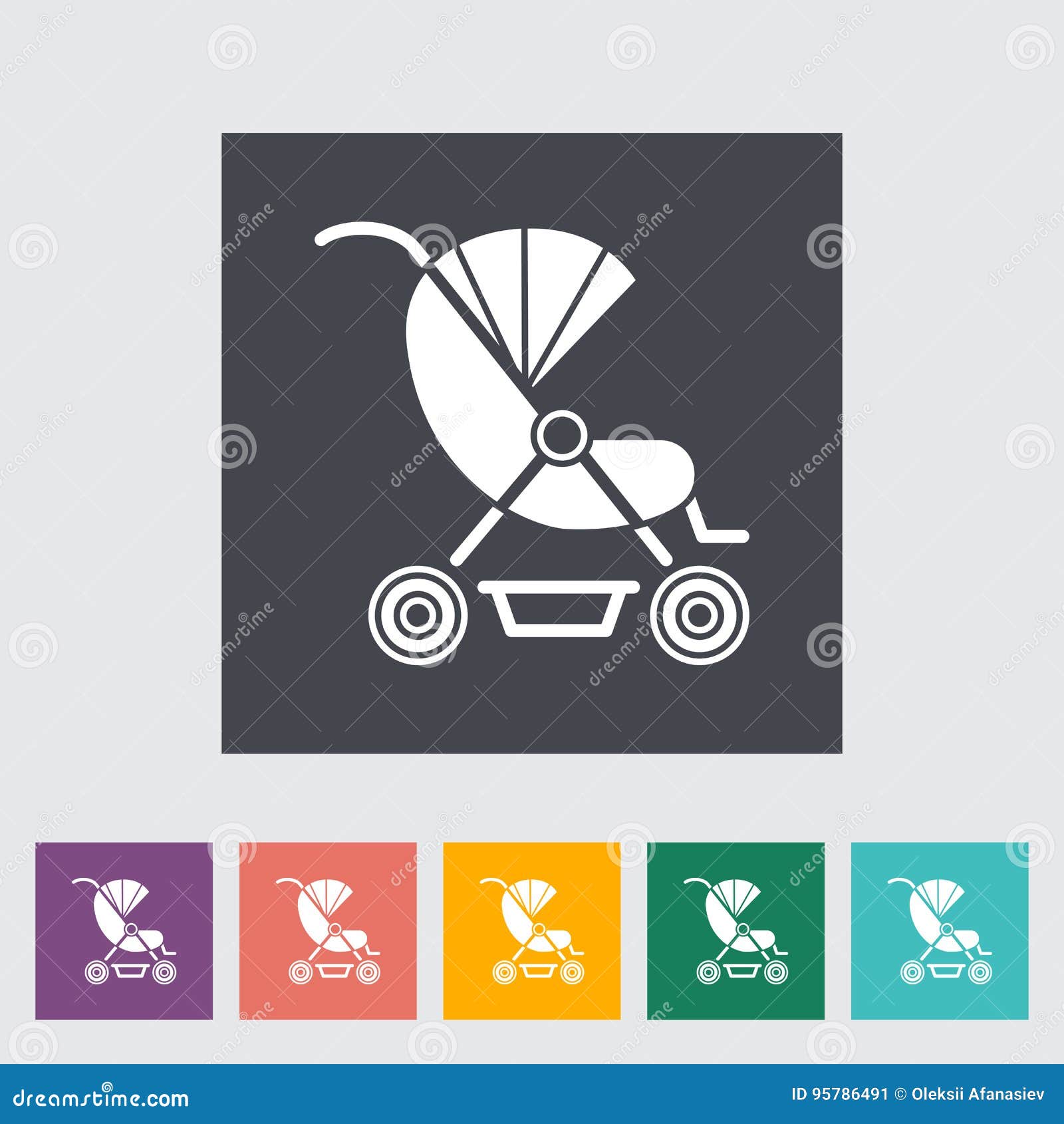 Pram icon stock vector. Illustration of care, flat, family - 95786491