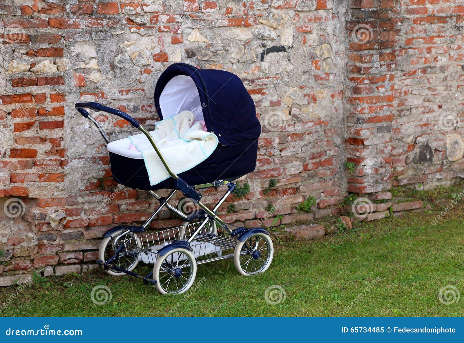 Pram for Newborn Babies on the Garden and the Wall Stock Image - Image ...