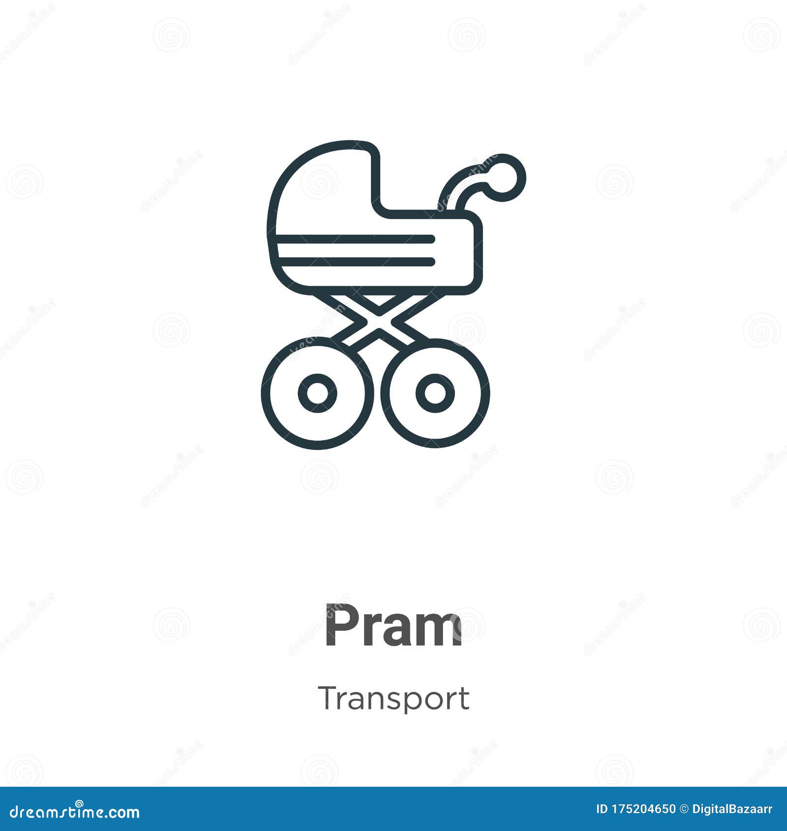 Pram Outline Vector Icon. Thin Line Black Pram Icon, Flat Vector Simple ...