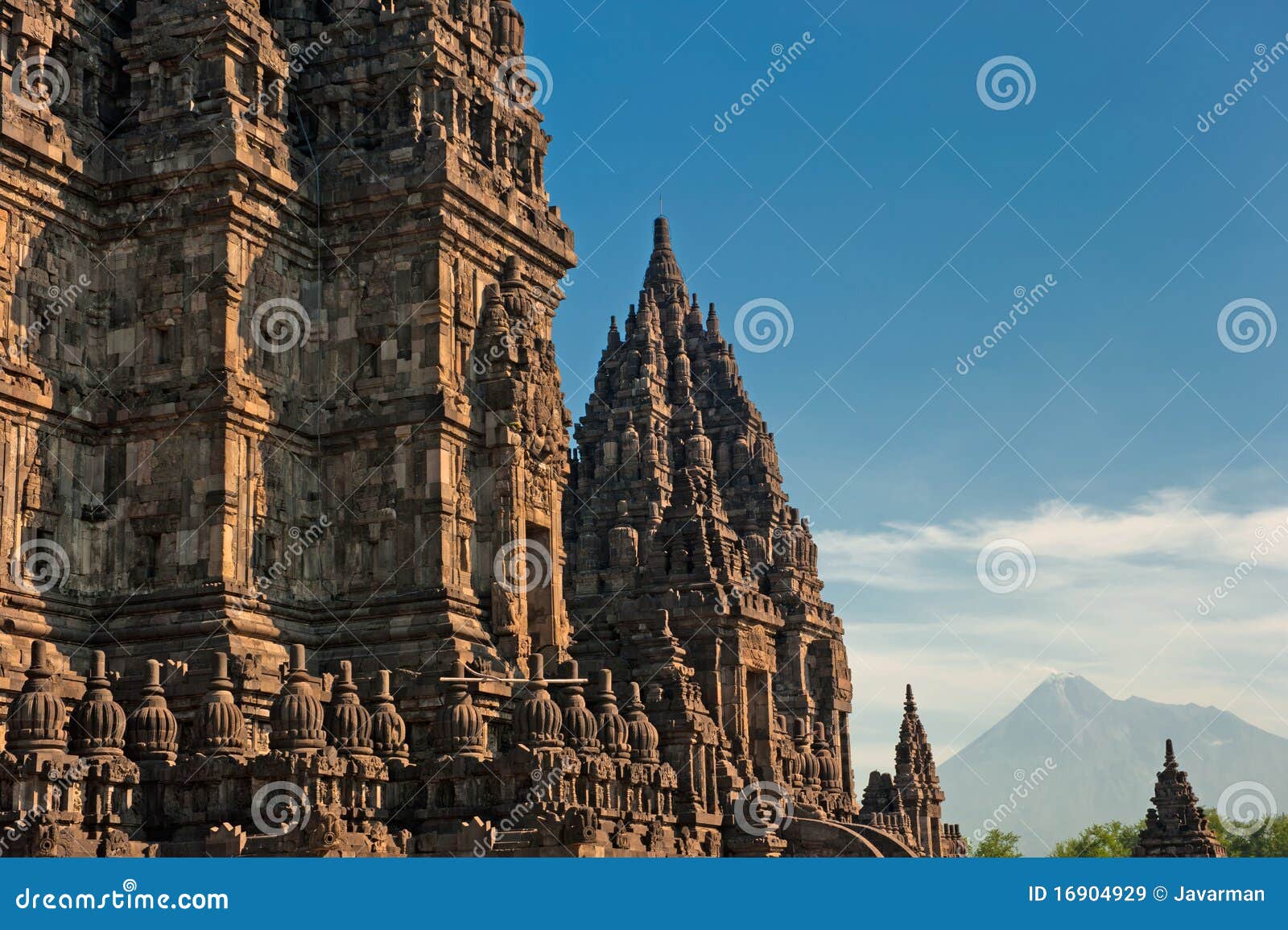 Prambanan Temple with Merapi Volcano, Indonesia Stock Image - Image of ...