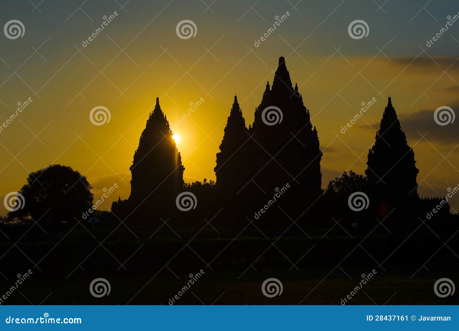 Prambanan Temple at Sunset, Java, Indonesia Stock Image - Image of ...