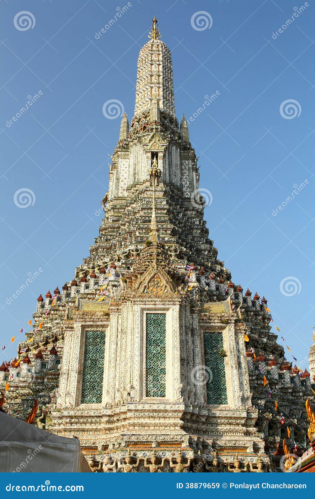 Prang of temple bangkok stock image. Image of steeple - 38879659