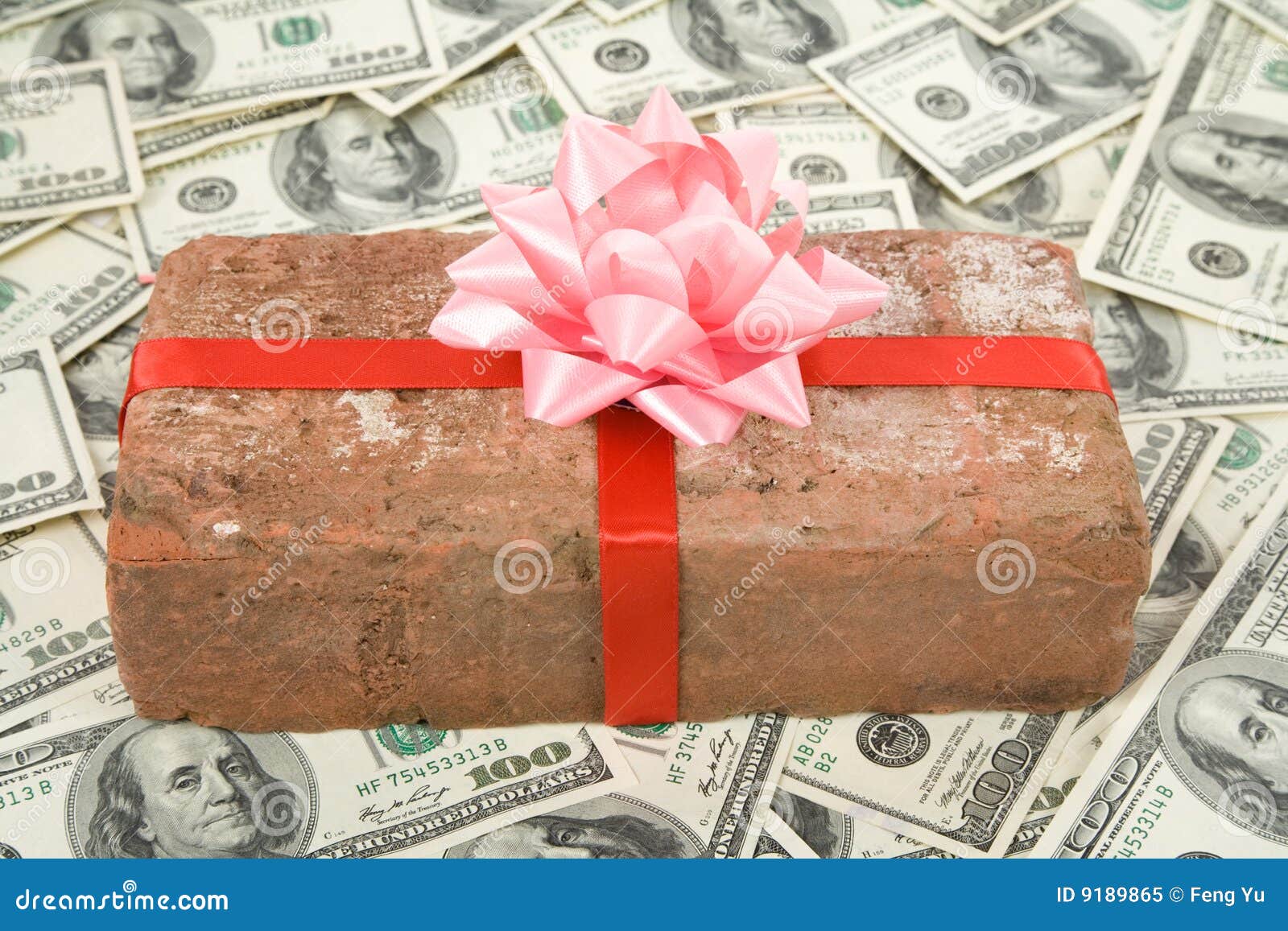 Prank gift and dollars stock image. Image of ribbon, money - 9189865
