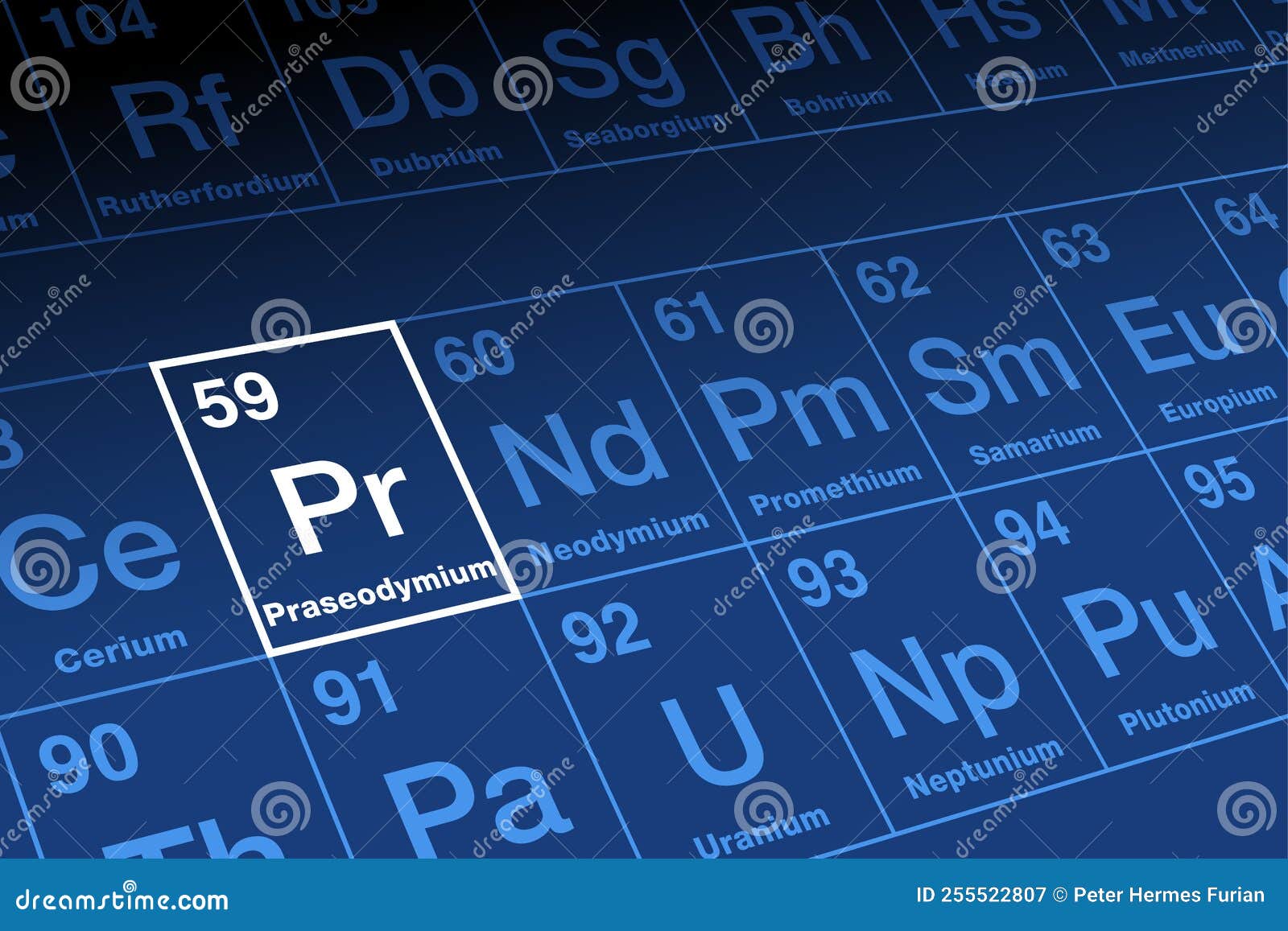 Praseodymium on Periodic Table of the Elements, with Element Symbol Pr ...