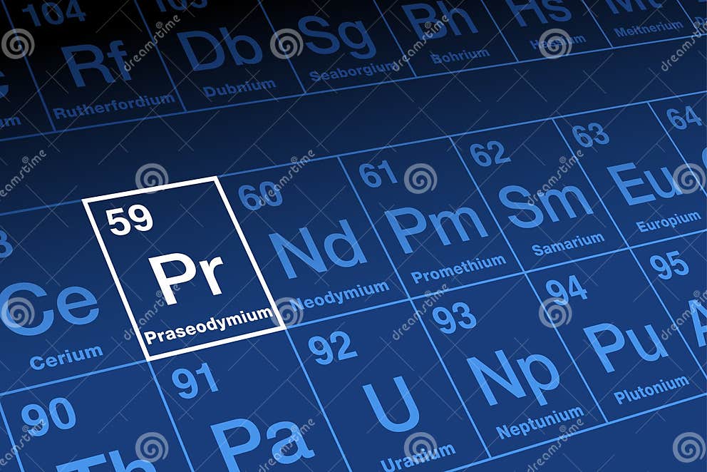 Praseodymium on Periodic Table of the Elements, with Element Symbol Pr ...