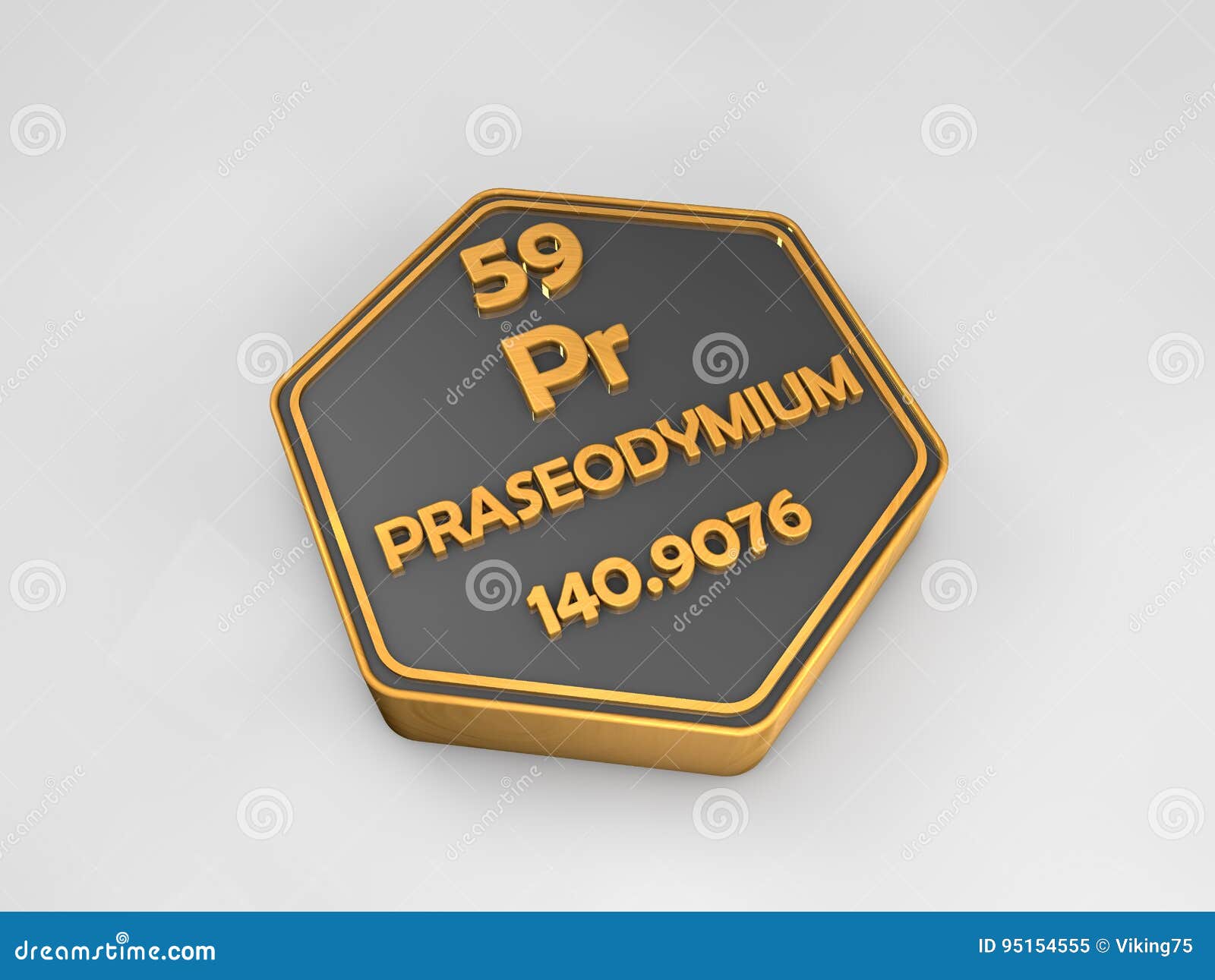 Praseodymium - Pr - Chemical Element Periodic Table Hexagonal Shape ...
