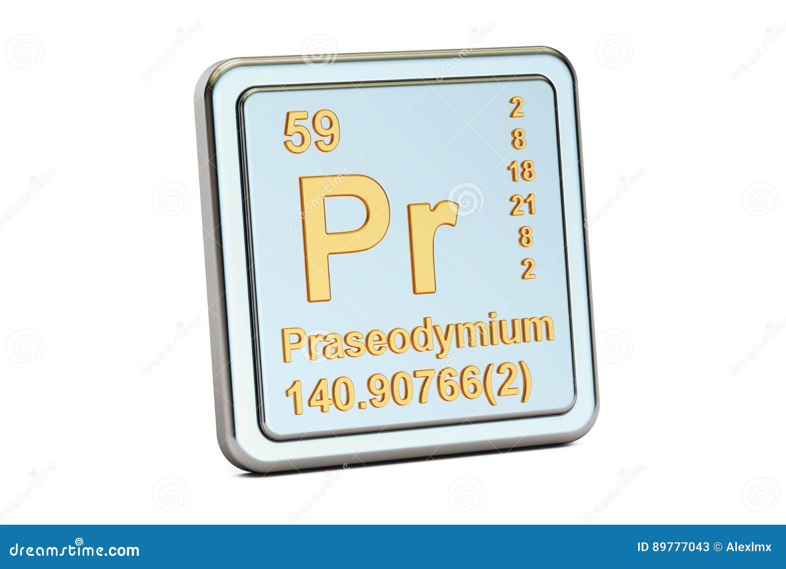 Praseodymium, 3D Rendering Of Symbols Of The Elements Of The Periodic ...