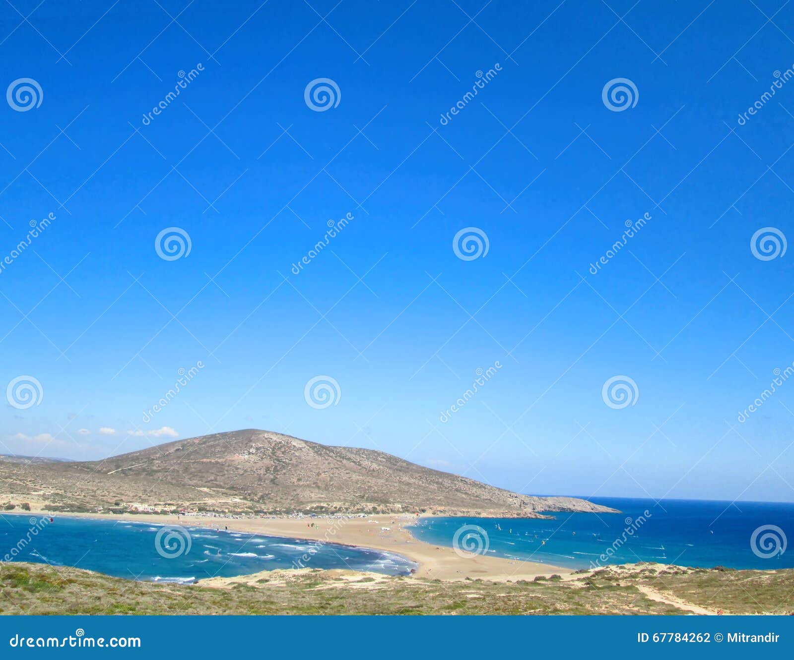 Prasonisi Beach, Rhodes, Greece Stock Photo - Image of mountain, blue ...